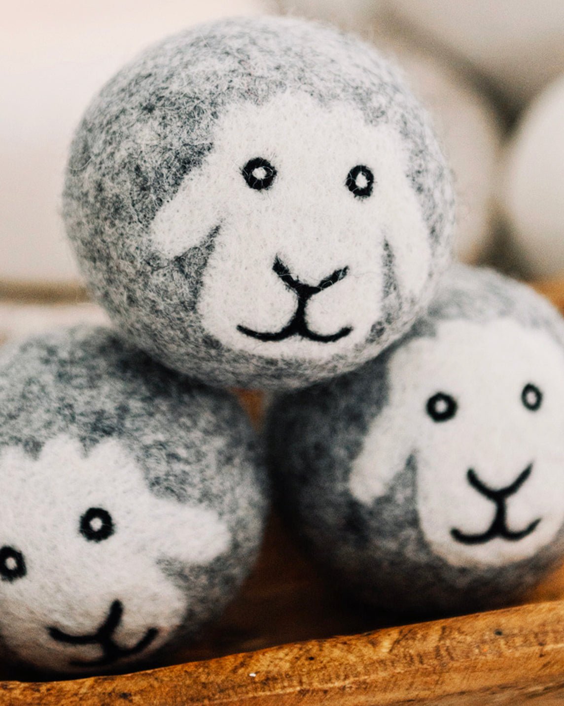 Set of 6 "Smiling Sheep" Wool Dryer Balls | Baloo Living